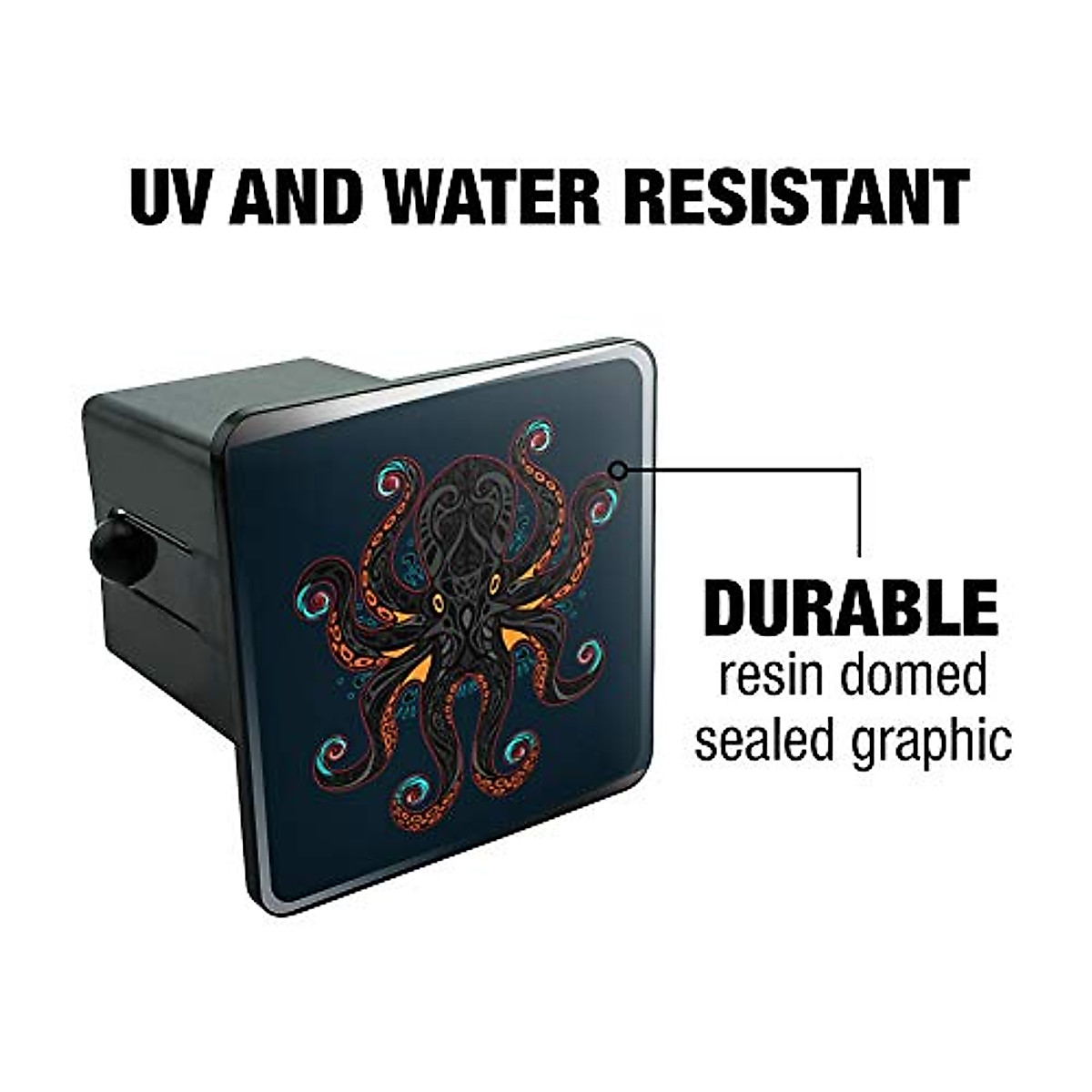 Black Octopus in The Abyss Tow Trailer Hitch Cover Plug Insert 2"