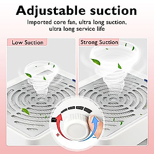 Nail Dust Collector 40W Adjustable Dust Collector for Nails Professional Nail Fan Dust Collector for Nail Vacuum Dust Collector Nail Dust Extractor with Light (White)