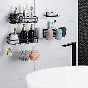 Jahy2Tech 4 Pack Shower Caddy Bathroom Shower Organizer Storage Rack No Drilling or Drilling Rustproof Wall Mounted Stainless Steel for Bathroom, Toilet, Kitchen