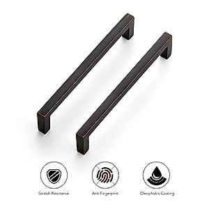 Ravinte 30 Pack Solid 5 Inch Center to Center Slim Square Bar Drawer Handles Kitchen Cabinet Handles Oil-Rubbed Bronze Drawer Pulls Kitchen Cabinet Hardware Kitchen Handles Cabinet Pulls