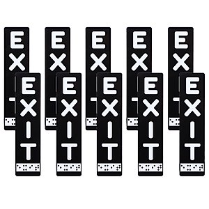 Youdaju 10 Pcs Vertical Exit Sign with Braille 8x2Inch Vertical Exit Sign Bold Letters ADA Compliant Exit Sign with Tactile Braille for Business Acrylic Exit Signs
