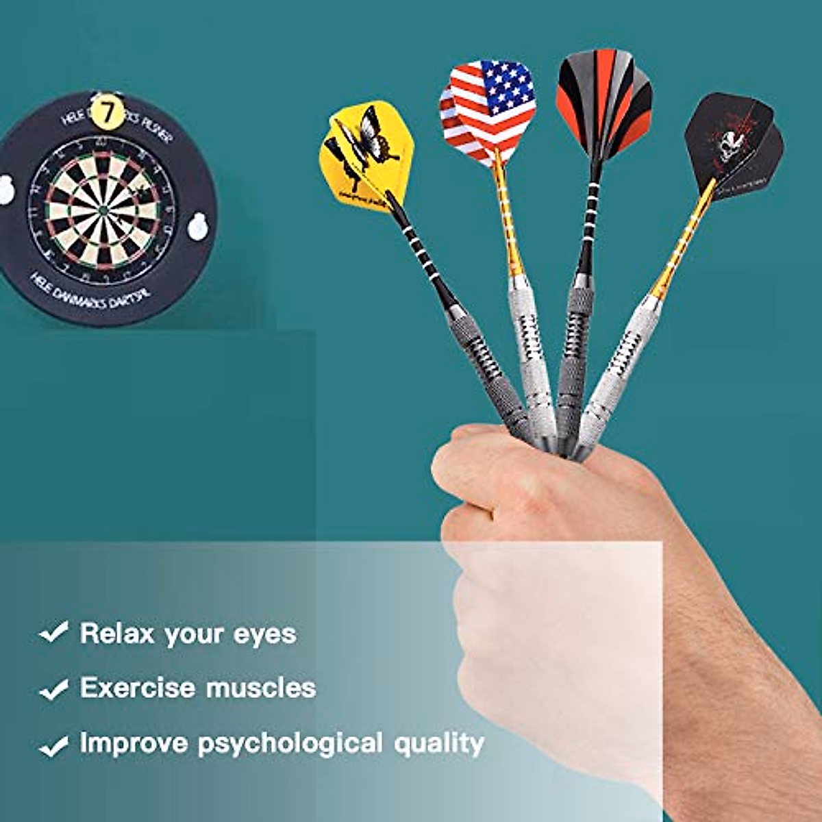 Rose Kuli Steel Tip Darts Steel Tip Set Professional Darts, 22 Grams Metal Tipped Darts with Aluminum Shafts and Brass Barrels, Extra Dart Flights, Dart Case