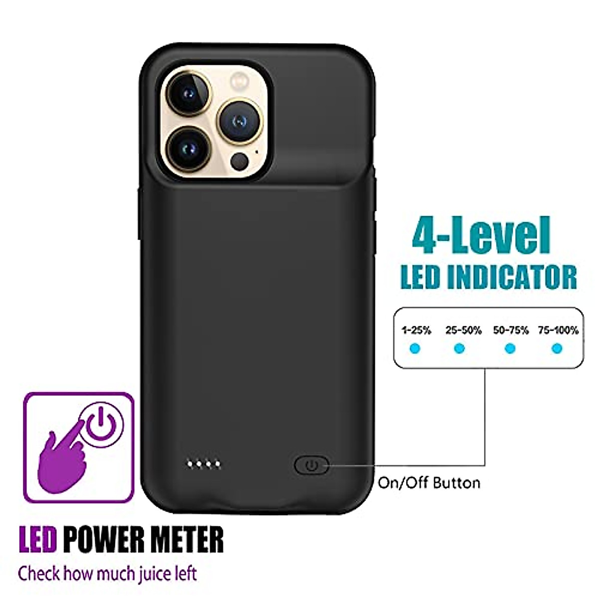 Battery Case for iPhone 13 Pro Max, Newest 8500mAh Rechargeable Portable Charging Case Compatible with iPhone 13 Pro Max (6.7 inch) Extended Battery Pack Protective Charger Case with Carplay (Black)