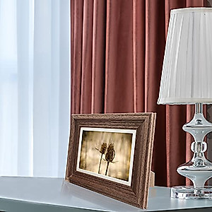 GraduationMall 5x7 Wood Picture Frames,Display Photos 4x6 with Mat or 5x7 Without Mat,Real Glass,Wall or Tabletop Display,Rustic Brown Set of 2