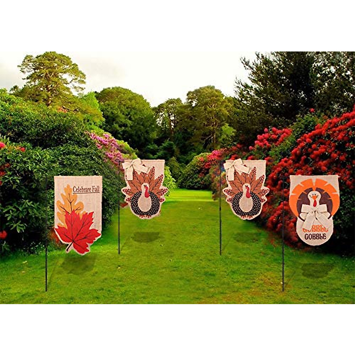 MIPON 3 Pack Garden Flag Stand Holder Stakes, Iron Weather Proof Paint with Flag Stoppers and Clip, without Flag