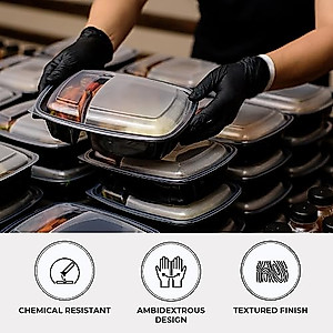 ForPro Disposable Nitrile Gloves, Chemical Resistant, Powder-Free, Latex-Free, Non-Sterile, Food Safe, 4 Mil, Black, Medium, 100-Count