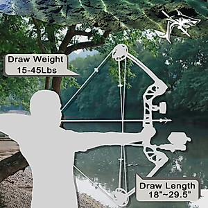 Lanneret Bowfishing Bow Kit 15-45 LBS Shoot Right Handed 2023 New Draw Length 18"~29.5" Fully Adjustable (Camouflage)