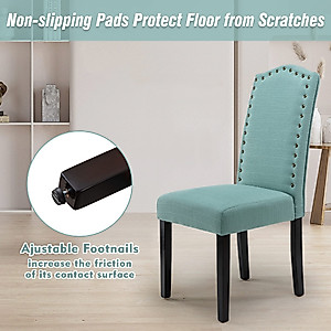 LSSPAID Dining Chairs Set of 4, High Back Fabric Upholstered Parsons Dining Room Chairs, Nail Head Trim Dining Chair, Teal