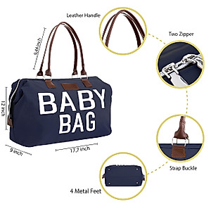 CHQEL Baby Diaper Bag, Mommy Bags for Hospital & Functional Large Baby Diaper Travel Bag for Baby Care (NAVY BLUE)