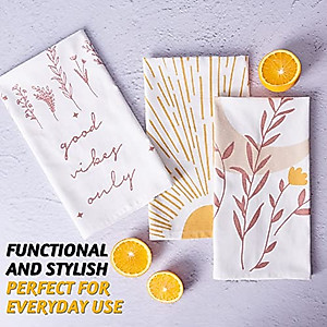 Folkulture Kitchen Towels or Tea Towels, 20 X 26 Inches Cotton Modern Dish Towels or Dishcloths with Hanging Loop, Set of 3 Dish Cloth or Flour Sack Hand Towel for Farmhouse Kitchen Décor, Boho Vibes