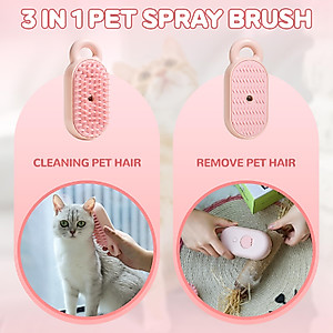 Cat Steam Brush, Pet Steam Brush, Spray Comb for Cats Massage Shedding,Water Brush for Dogs/Cats Steaming Cat Grooming Brush for Removing Tangled and Loose Hair Steam Brush for Cats (Pink)