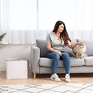 IRIS USA Large Premium Square Top Entry Cat Litter Box with Scoop, Kitty Litter Pan with Litter Particle Catching Cover and Privacy Walls, White/Gray