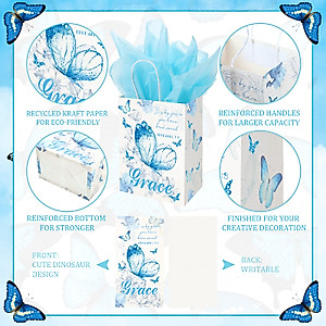 24 Pcs Bible Verse Paper Gift Bags Religious Butterflies Party Favor with 24 Tissues and Card Christian Wrapping Bags with Handles Baptismal Gifts Bags for Girls Women Spring Wrapping Bags Birthday