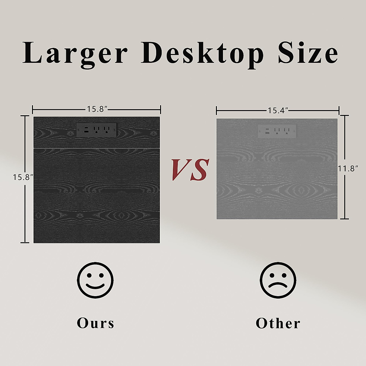 DALEMHOME Night Stand with Charging Station, LED Nightstand, Side Table with 3 Fabric Drawers, Bedside Table for Bedroom, Black HKET2302BK