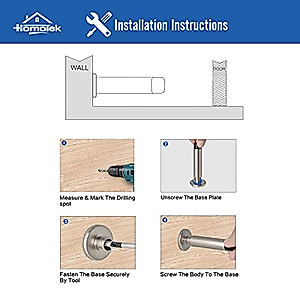 HOMOTEK 5 Pack Heavy Duty Solid Rigid Door Stops Bumper Sound Dampening Door Stoppers with Soft Rubber Tip, Zinc Die Cast DoorStops Wall Protector 2.8" DoorStoppers, Black