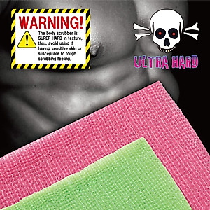 Extra Rough, Exfoliating Washcloth [Made in Japan] Exfoliating Towel Special texture makes Fluffy Foam lather, Back Scrubber, Dead Skin Cell Remover [Loofah for Women and Men] (2pcs set(Green, Pink))