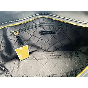 Michael Kors Jet Set Medium Front Pocket Chain Top Zip Tote Black Pebbled Leather