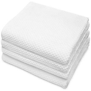 COTTON CRAFT- Euro Spa Set of 4 Luxury Waffle Weave Bath Towels, Oversized Pure ringspun Cotton, 30 inch x 56 inch, White