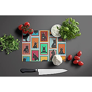 Caroline's Treasures MLM1088LCB Lots of Black French Bulldog Glass Cutting Board Large Decorative Tempered Glass Kitchen Cutting and Serving Board Large Size Chopping Board