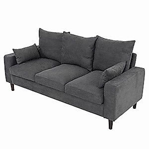 Panana 3 Piece Small Sofa Set, Sectional Sofa Loveseat with Ottoman for Small Space Living Room Apartment (Grey)