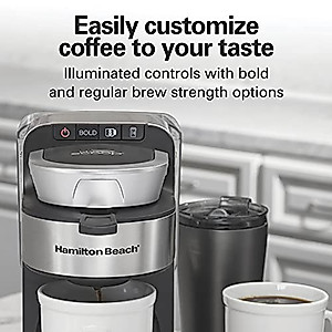 Hamilton Beach The Scoop Single Serve Coffee Maker & Fast Grounds Brewer for 8-14oz. Cups, Brews in Minutes, 40oz. Removable Reservoir, Stainless Steel (49987)