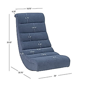 Linon Blue Sherpa Lars Gaming Rocking Chair, 8.25" Seat Height