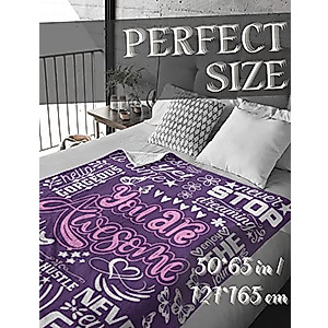 InnoBeta Coworker Leaving Gifts for Women Flannel Blankets Throws, Inspirational Gifts for Women, Going Away Farewell Gifts for Coworkers - Purple Flannel Blanket (50"x 65") - You are Awesome