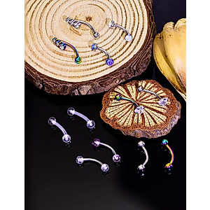 Jenxnjsjo Eyebrow Rook 16g Piercing Jewelry Rings for Women Vertical Labret Lip Hood 16 Gauge Curved Barbell Snug Earrings Belly Button Snake Frog Eyes Vch Bridge Cartilage Daith Surface Anti Tragus