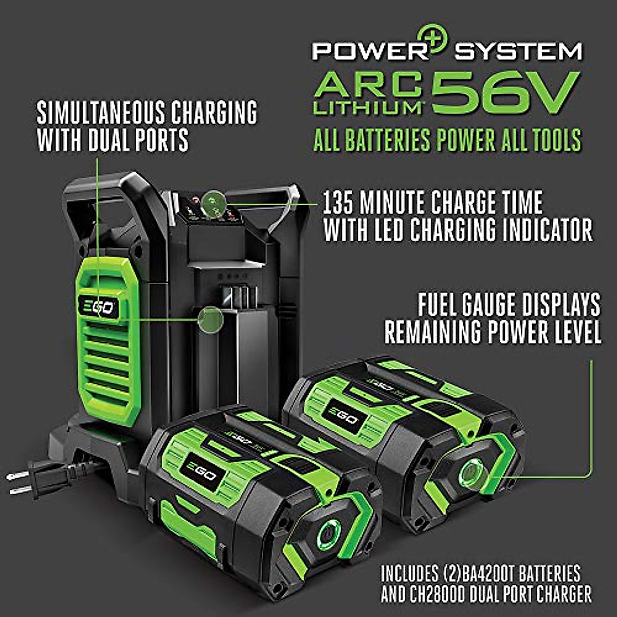 EGO Power+ SNT2405 24 in. Self-Propelled 2-Stage Snow Blower with Peak Power Two 7.5Ah Batteries and Dual Port Charger Included, Black