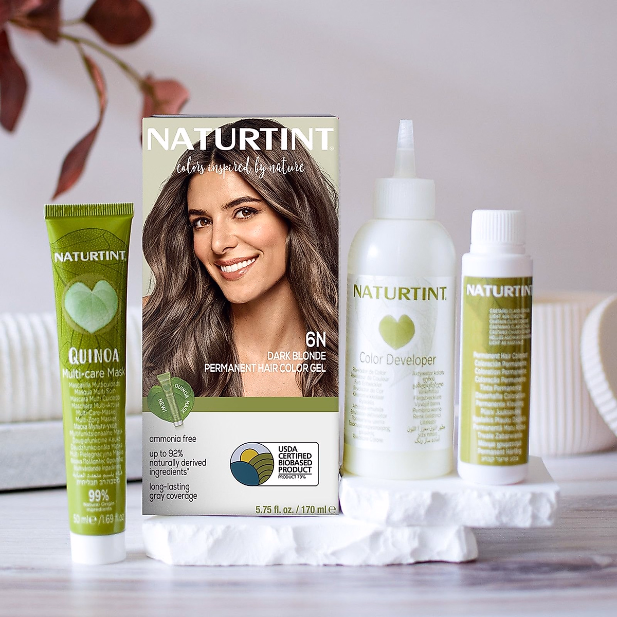 Naturtint 6N Dark Blonde Permanent Hair Color (Pack of 1), Ammonia Free, Vegan, Cruelty Free, up to 100% Gray Coverage, Long Lasting Results (Packaging may vary)