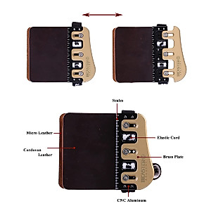 BICASTER Barebow Finger Tabs Horween Cordovan Leather + Brass Plate - Left Hand (Large)