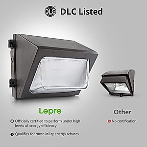 Lepro LED Wall Pack Light with Dusk to Dawn Photocell, 120W 17400LM 600W Metal Halide Equivalent, 5000K Daylight IP65 Waterproof Commercial Wall Mount Outdoor Security Lighting Fixture,UL & DLC Listed