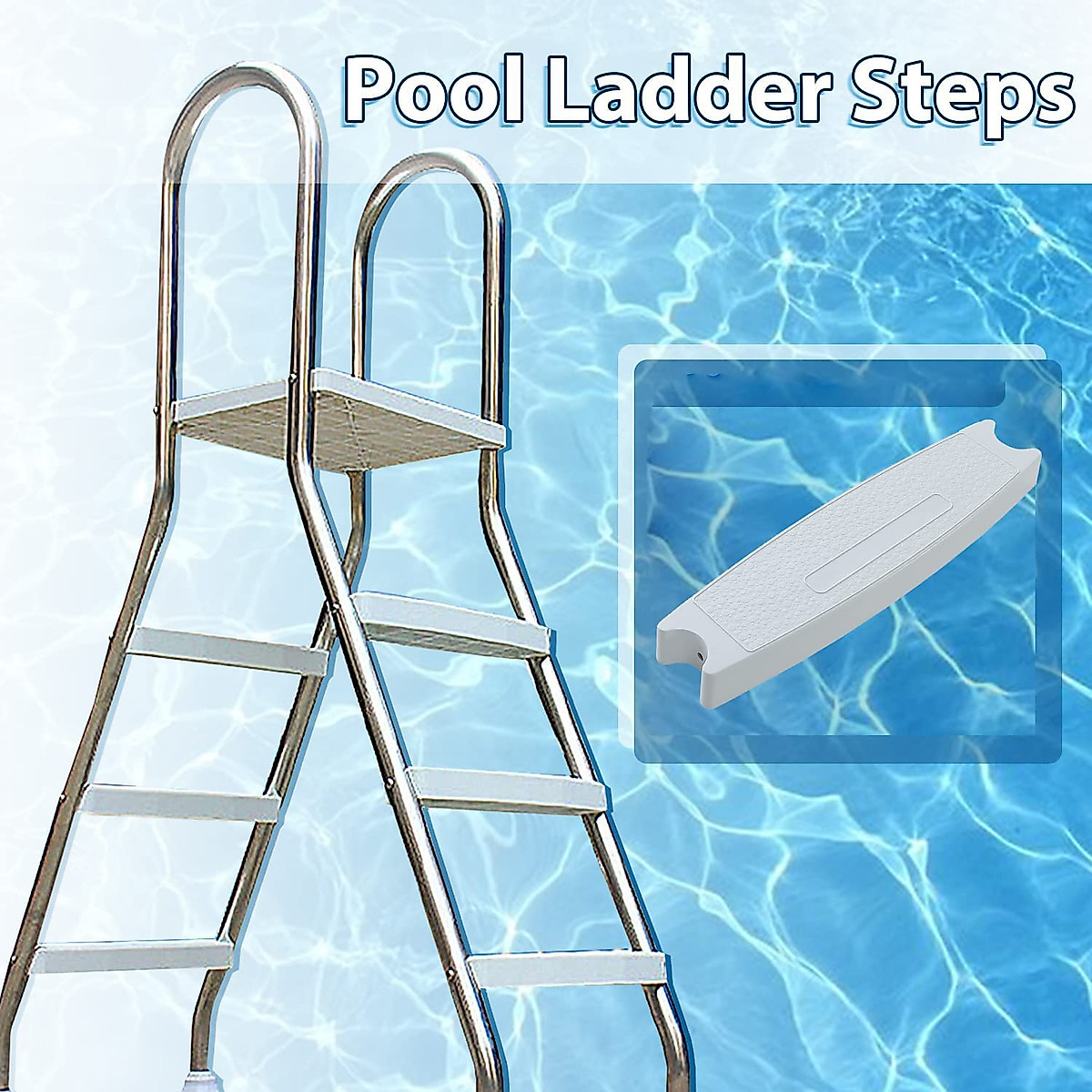 HECASA (1-Pack) 18" Universal Pool Ladder Steps Replacement, Heavy-Duty Molded Plastic Swimming Pool Ladder Rung Step