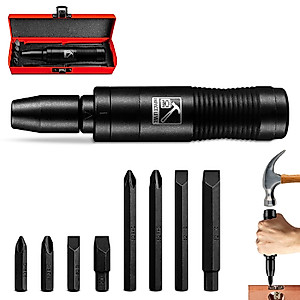 Upenjok 1/2" Manual Hand Impact Driver Set Extractor, 10 PCS Impact Screwdriver, S2 Steel Much More Durable, Disengage Rusted Fasteners or Frozen Bolts