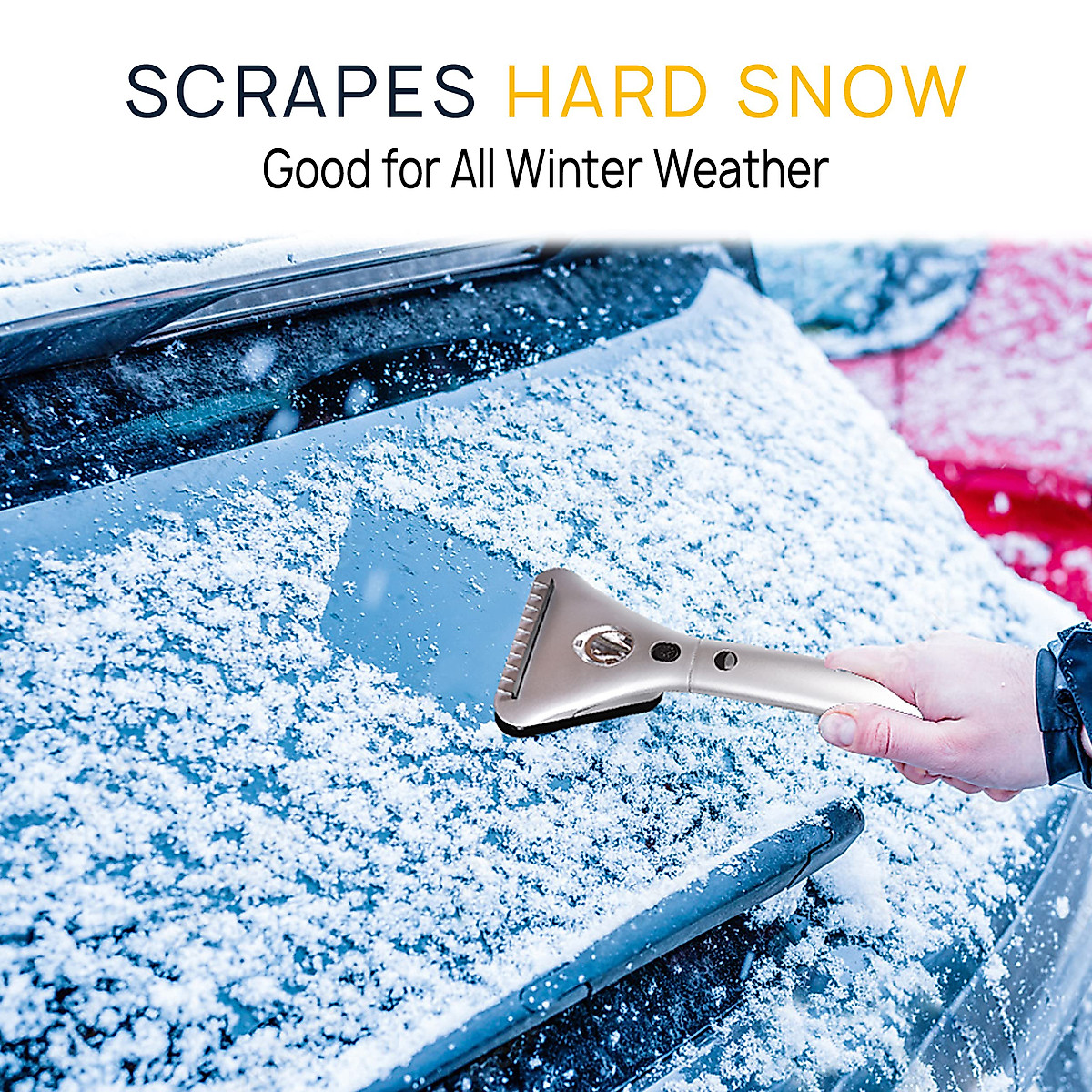 VaygWay Electric Heated Car Window Snow Ice Scraper with Light -Heated Car Auto Windshield Scraper- Extendable 15.8 Feet Long Cord 12V LED Light Heated Melting Ice Snow Scraper, Vehicle Scraper