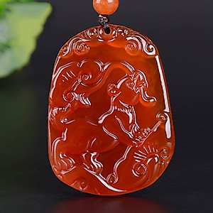 Women's Necklaces Men's Necklaces Hand carving Zodiac Necklace Pendant Made of agate Gemstone Horoscope Animal Sign Amulet Free adjustment of necklace (Dog，Sociable)