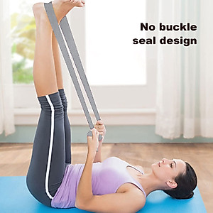 SYH&AQYE Yoga Belt, Practical Yoga Accessories for Stretching, Yoga Belt with Sliding Buckle Made of Metal, Beginners and Advanced for Carrying(Grey)