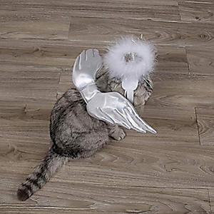 Baluue Halloween Pet Costume- Angel Halo and Wing Set, Pet Makeover Clothes Fancy Cosplay Party Costume for Dog Cat (White, S)