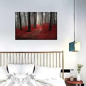 QYHART Forest Canvas Wall Art Posters HD Pictures Prints Artwork for Living Room Bedroom Modern Home Decor Painting Stretched and Framed Ready to Hang [18''W x 12''H]