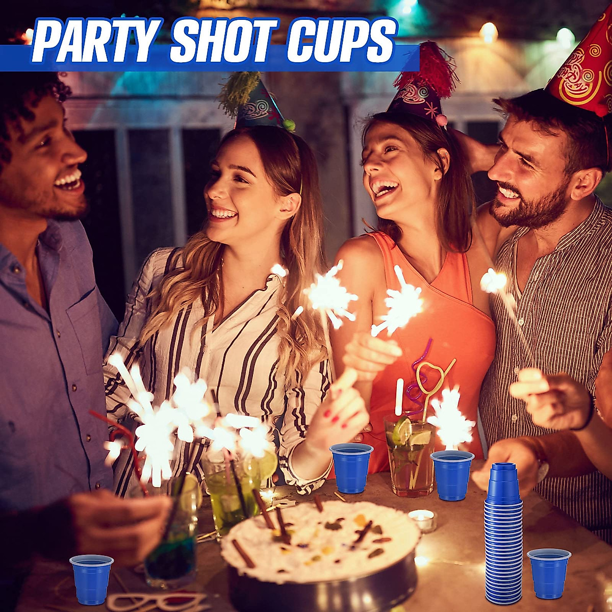 Yetene 200pcs 2 oz Easter Plastic Shot Cups Mini Disposable Shot Glasses for Wedding Baby Shower Graduation Party Supply Summer Beer Taste Serving(Blue)