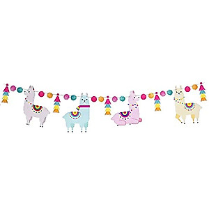 Llama Paper Party Garland, Pastel Banner Décor for All Events - 12 Feet Length Per Strand (1-Pack)