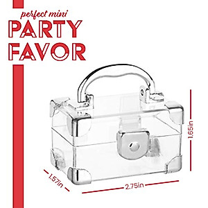 Hammont Treasure Chest Box Shaped Acrylic Candy Boxes - 8 Pack - 2.75"x1.65"x1.57" - Perfect for Weddings, Birthdays, Party Favors and Gifts | Designer Cute Clear Lucite Plastic Treat Containers