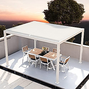 Kozyard Elizabeth Outdoor Louvered Pergola Sun Shade Aluminum Pergola Rainproof Gazebo with Adjustable Roof for Outdoor Deck Patio Garden Yard (10' x 12', White)