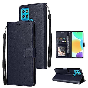 Phone Back Cover Slim Case Compatible with Infinix Smart 6 Wallet Case with Card Holders, Premium PU Leather Wallet Case [Wrist Strap] TPU Lined Anti-Shock Shockproof Shell Case Cover sleeves ( Color
