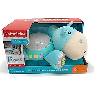 Fisher-Price Hippo Projection Soother, Blue, Plush Nursery Sound Machine with Lights, Music and Sounds