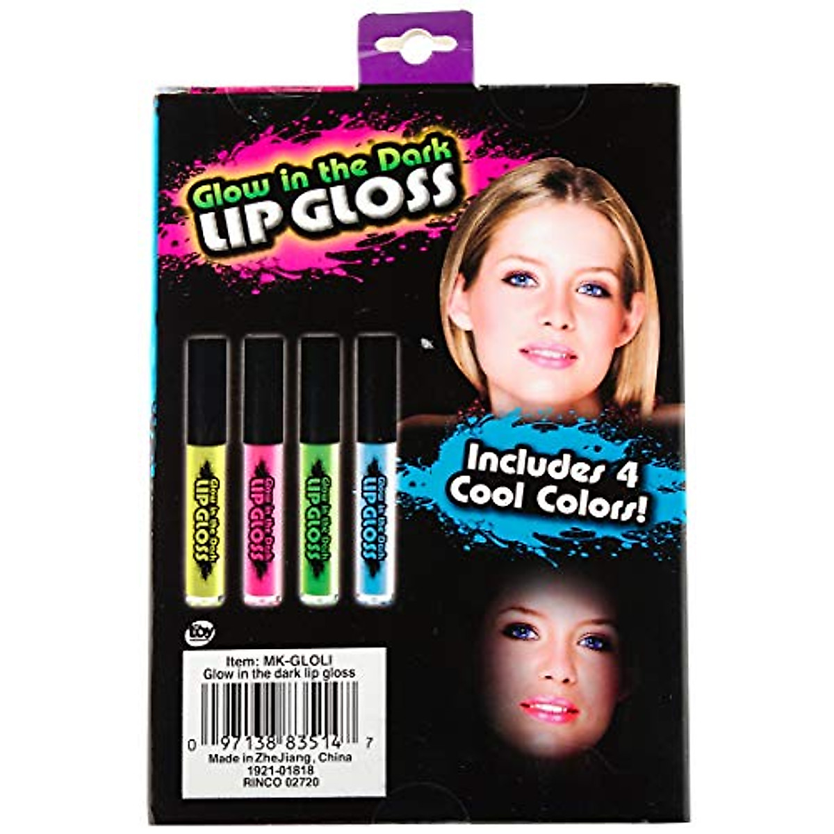 Rhode Island Novelty Assorted Color Glow In The Dark Lip Gloss (4)