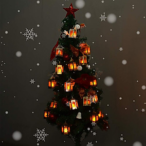 Mini Star Lantern with Flickering LED,Battery Included,Decorative Hanging Lantern,Christmas Decorative Lantern,Indoor Candle Lantern,Battery Lantern Indoor Use,Zkee(Set of 6 Copper Brushed)