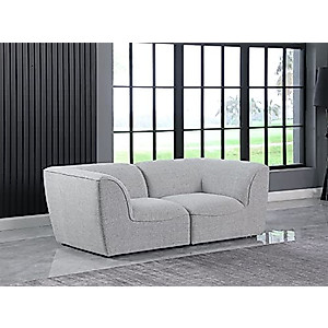 Meridian Furniture Miramar Collection Modern | Contemporary Linen Textured Upholstered Modular Sofa, 76" W x 38" D x 28.5" H, Grey