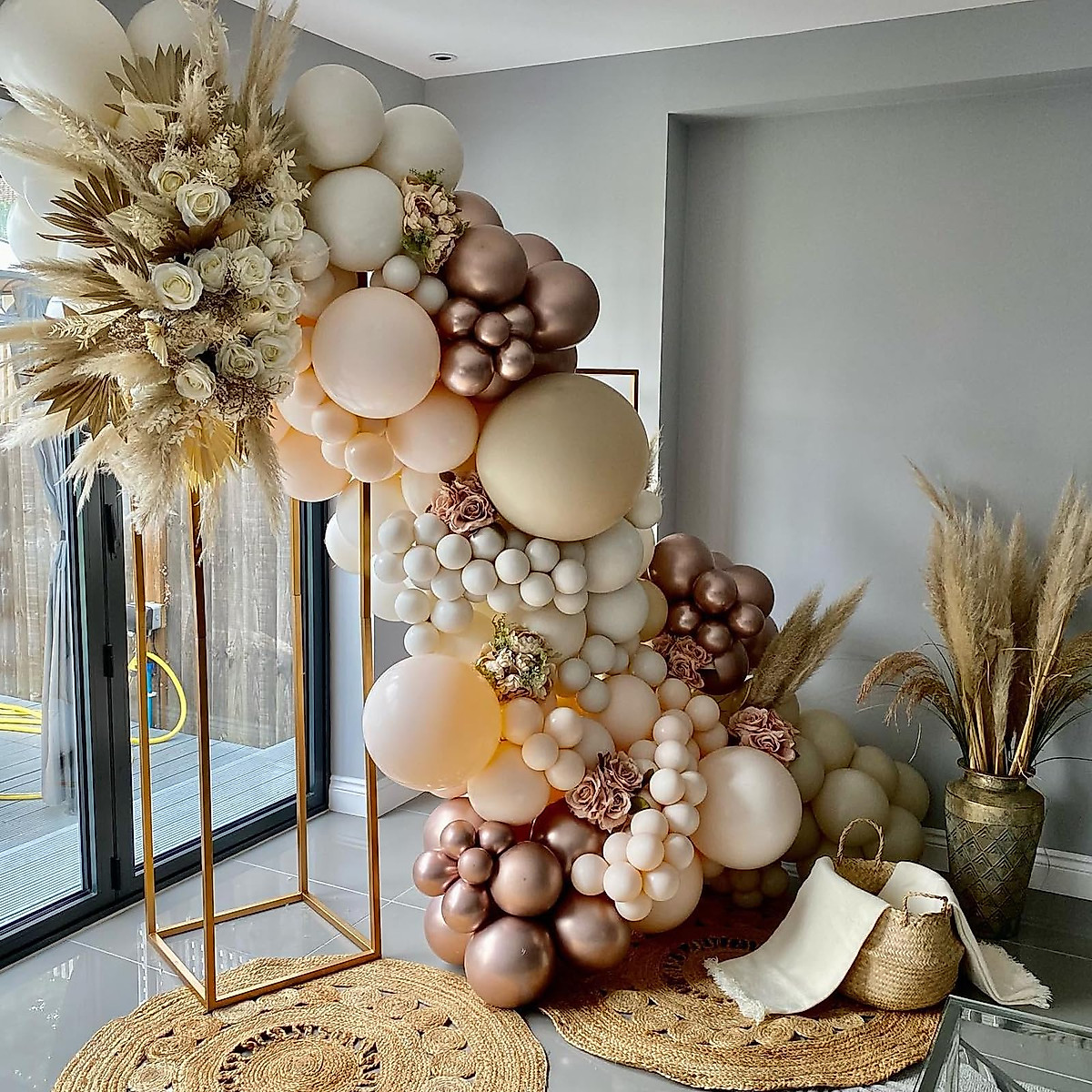 Funhot Retro Blush Pink Balloons Set, 60PCS Dusty Pink Birthday Balloons, 12Inch Chrome Rose Gold Balloons Beige Nude Latex Balloon for Girls Birthday Bridal Baby Shower Wedding Boho Party Decoration