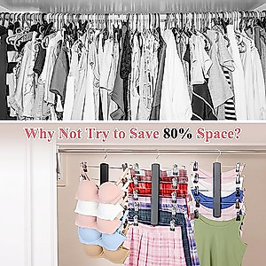 Wooden Skirt Hangers, 2 Pack Pants Hangers with Clips for Closet, 2 in1 Design Closet Organizer, Space Saving in One Clothes Hanger for Skrits/Pants/Bras/Tank Top, Girls Dorm Room Essentials